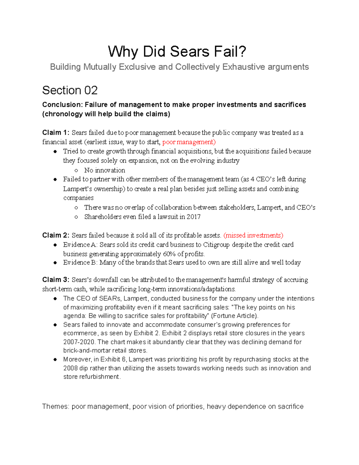 Why Did Sears Fail - Why Did Sears Fail? Building Mutually Exclusive ...