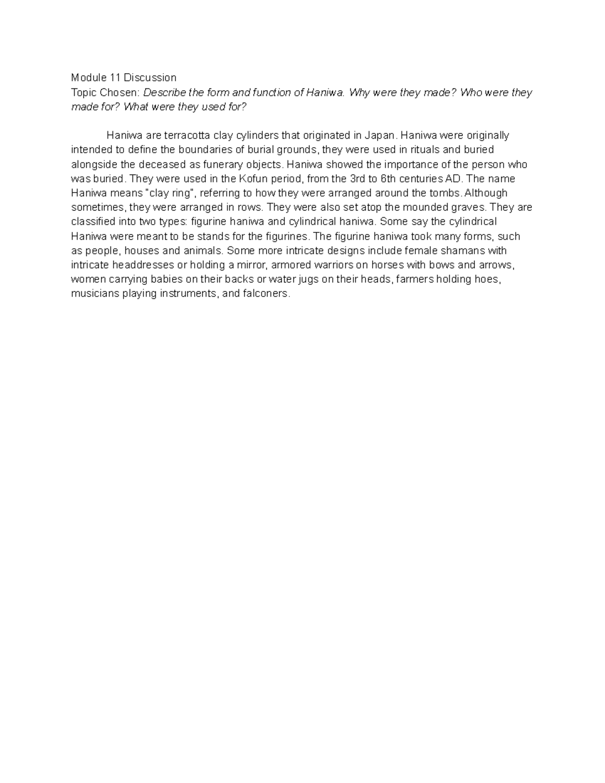 Module 11 Discussion - Module 11 Discussion Topic Chosen: Describe the ...