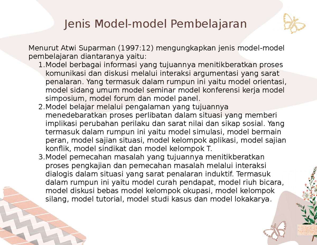 Jenis model-model pembelajaran - Jenis Model-model Pembelajaran Menurut ...