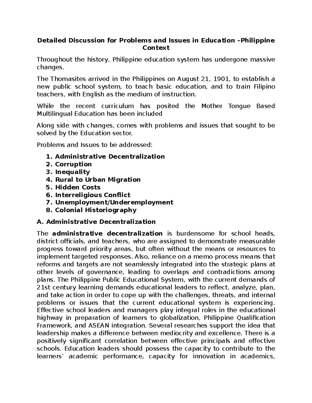 Problems and Issues in Education –Philippine Context (Remulta ...