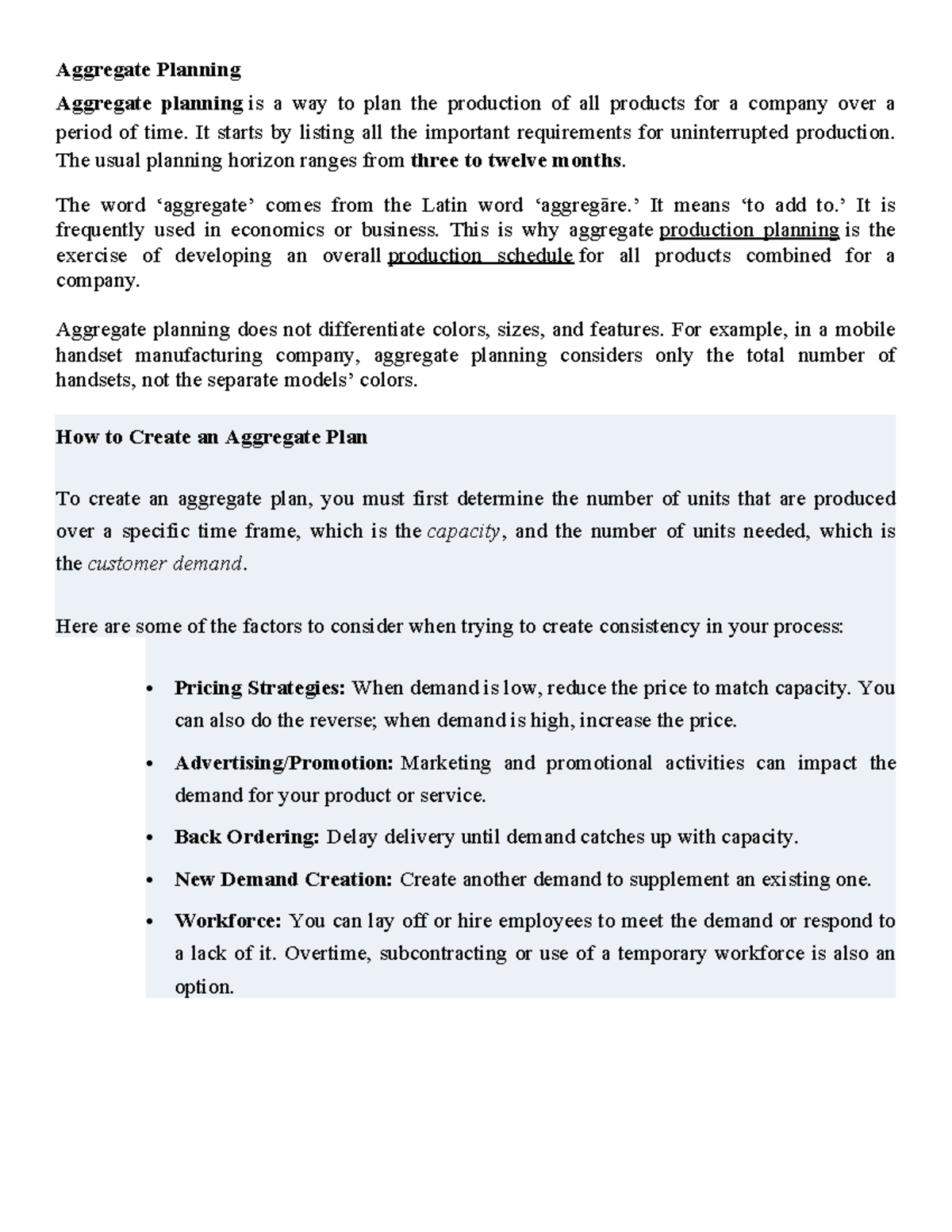 Aggregate Planning - For Mechanical Students - Aggregate Planning ...
