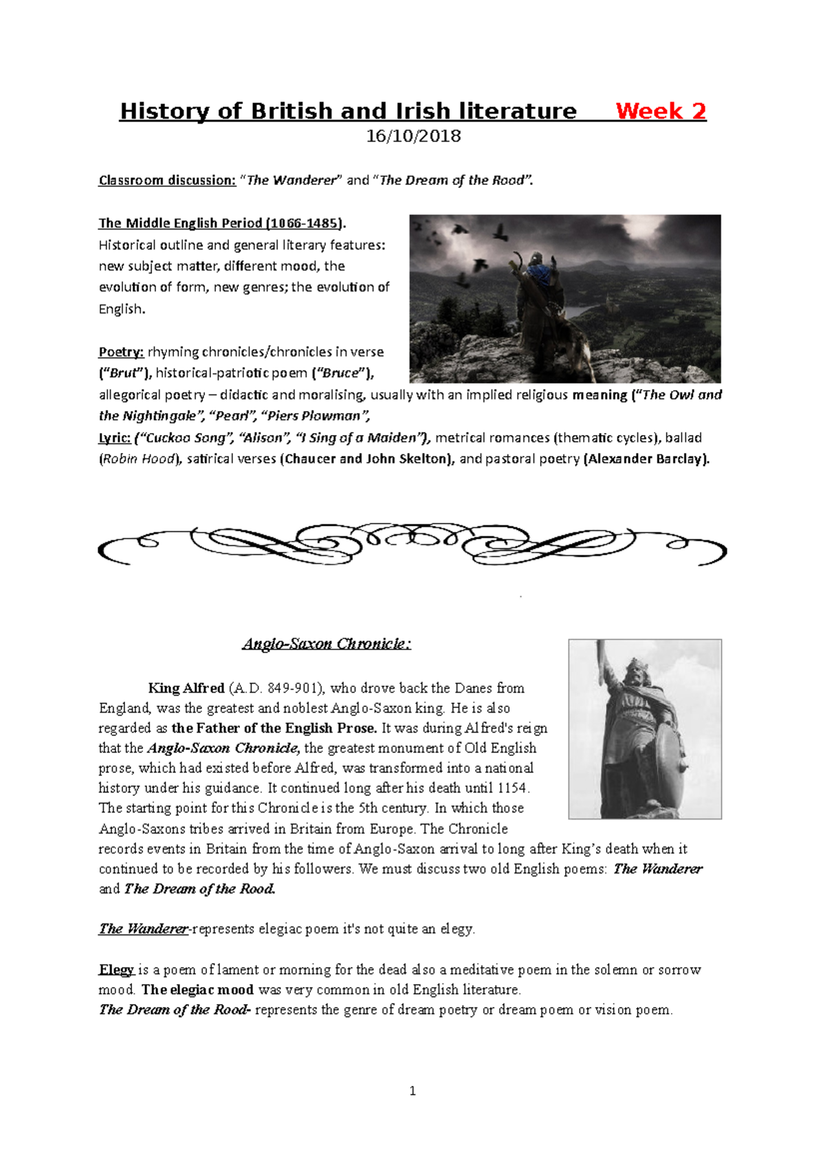 “The Wanderer” and “The Dream of the Rood” - The Middle English Period ...
