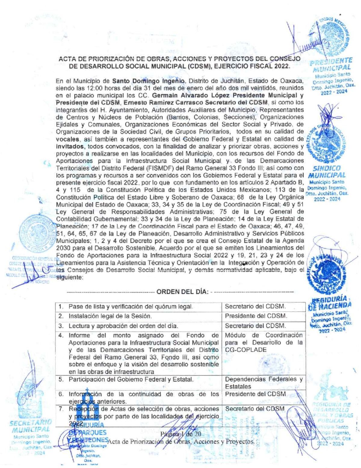 ACTA DE Priorizacion DE Obras (CDSM) 1J - Administración de obra - Studocu