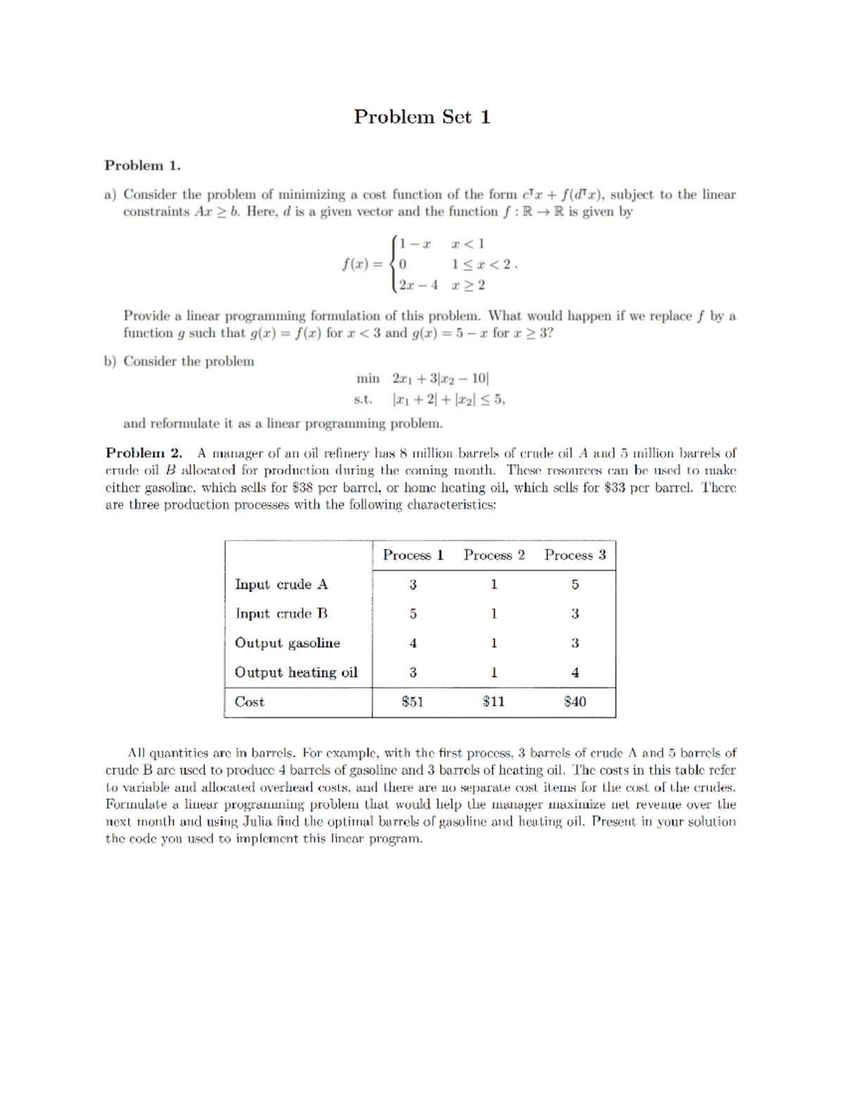 Pset1 - LP Optimization - Mass physics - Studocu