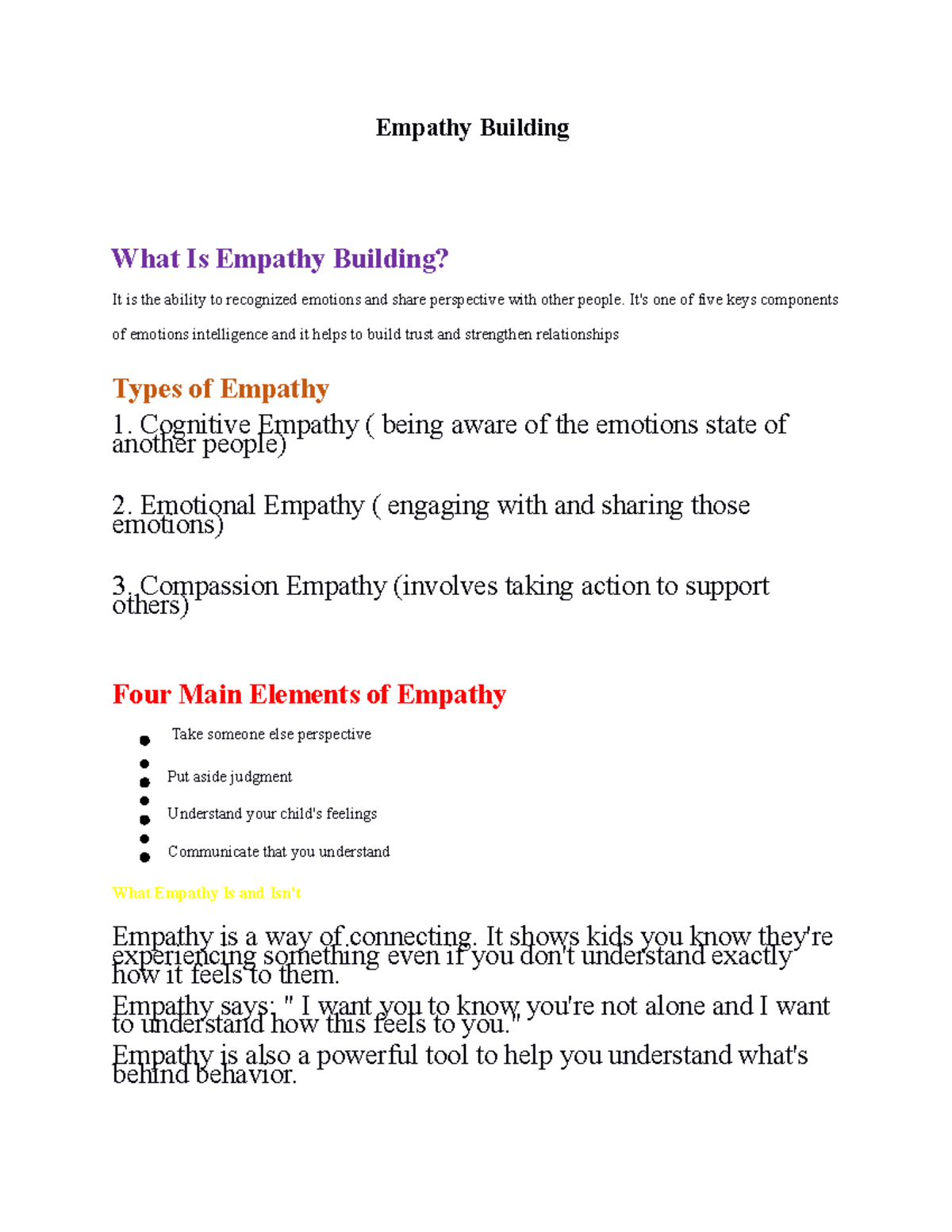 Empathy Building - Empathy Building What Is Empathy Building? It is the ...