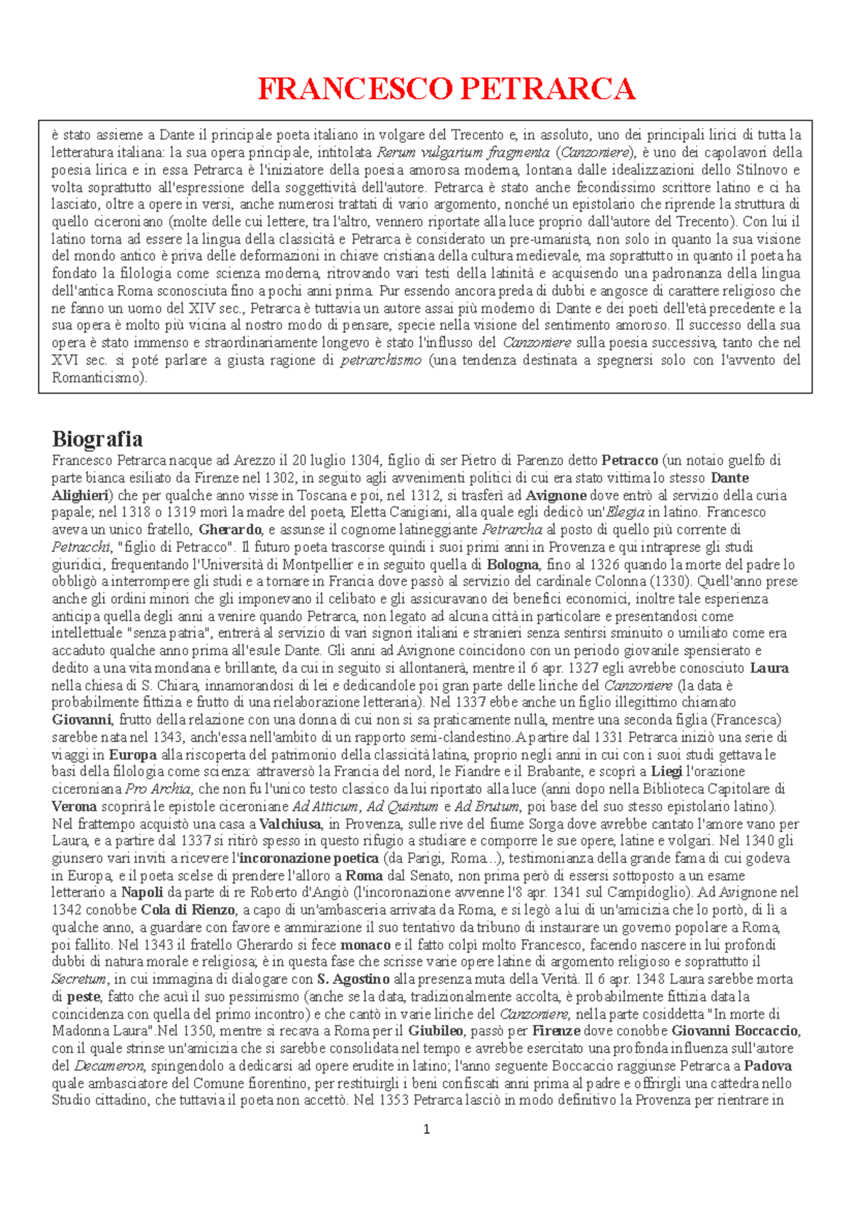 Francesco Petrarca biografia e opere - FRANCESCO PETRARCA è stato ...