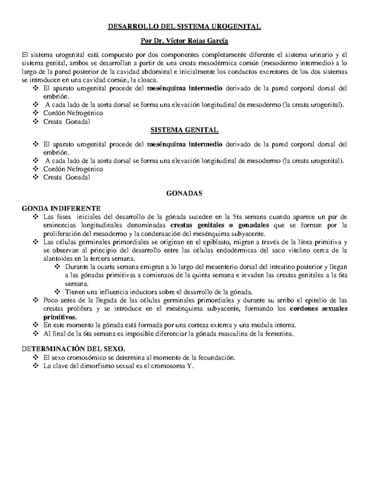 Desarrollo DEL Sistema Urogenital - DESARROLLO DEL SISTEMA UROGENITAL ...