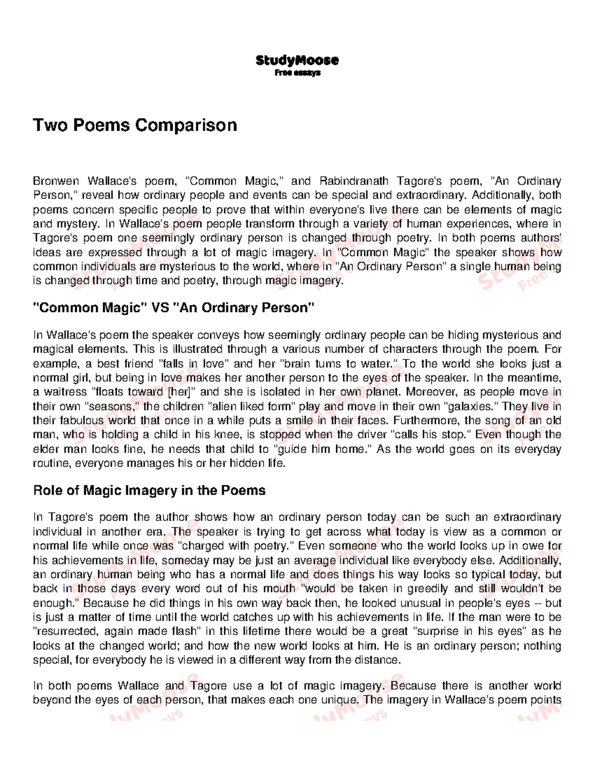 Two Poems Comparison - Two Poems Comparison Bronwen Wallace's poem ...