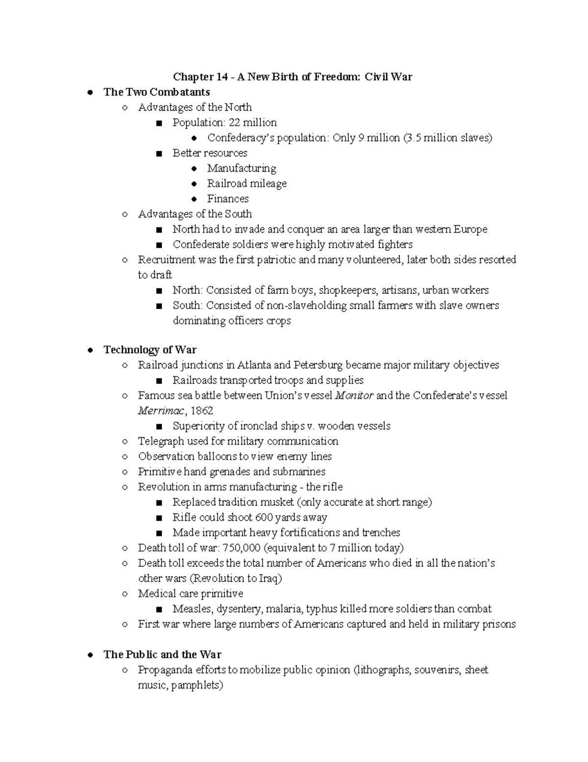 Chapter 14 A New Birth of Freedom Civil War Textbook Notes - Chapter 14 ...