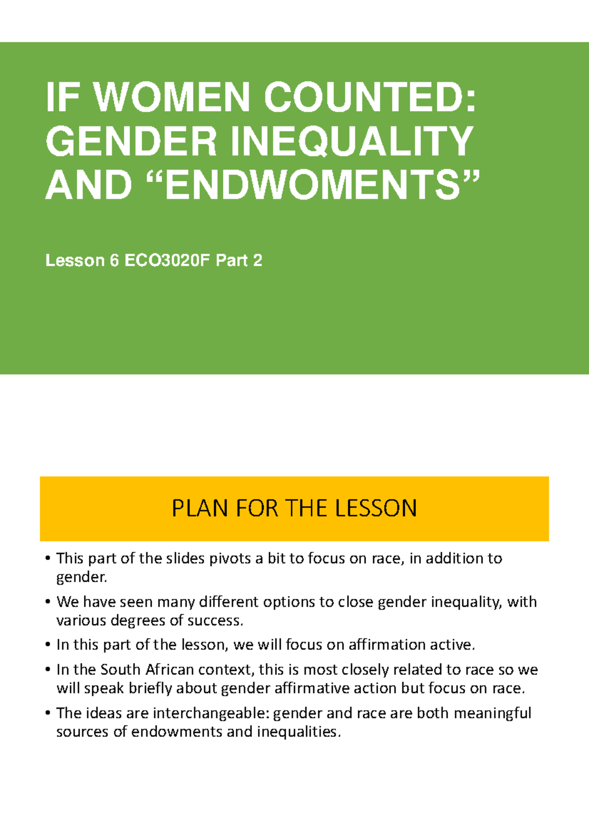 Lesson 6 - P2 Final - IF WOMEN COUNTED: GENDER INEQUALITY AND ...