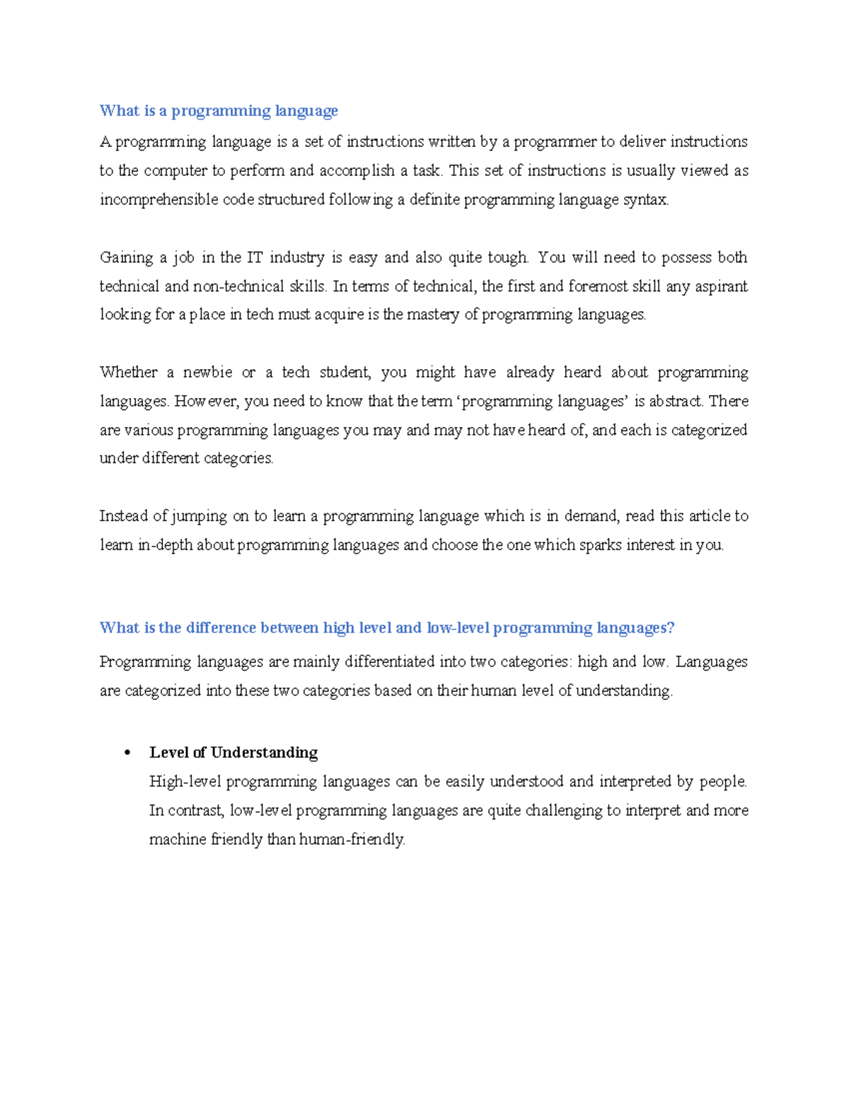 What is a programming language - This set of instructions is usually ...