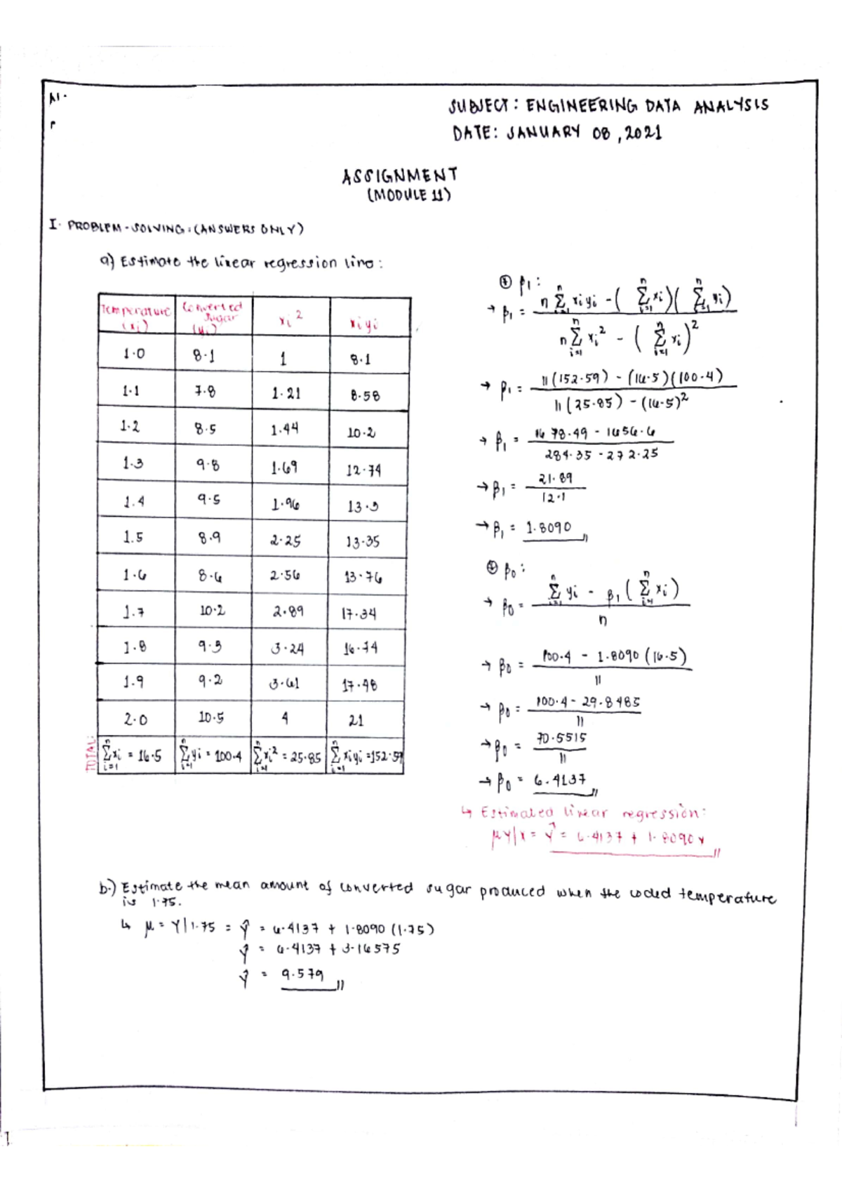 EDA As#11 - Problem Solving/Essay - Mechanical Engineering - NVSU - Studocu