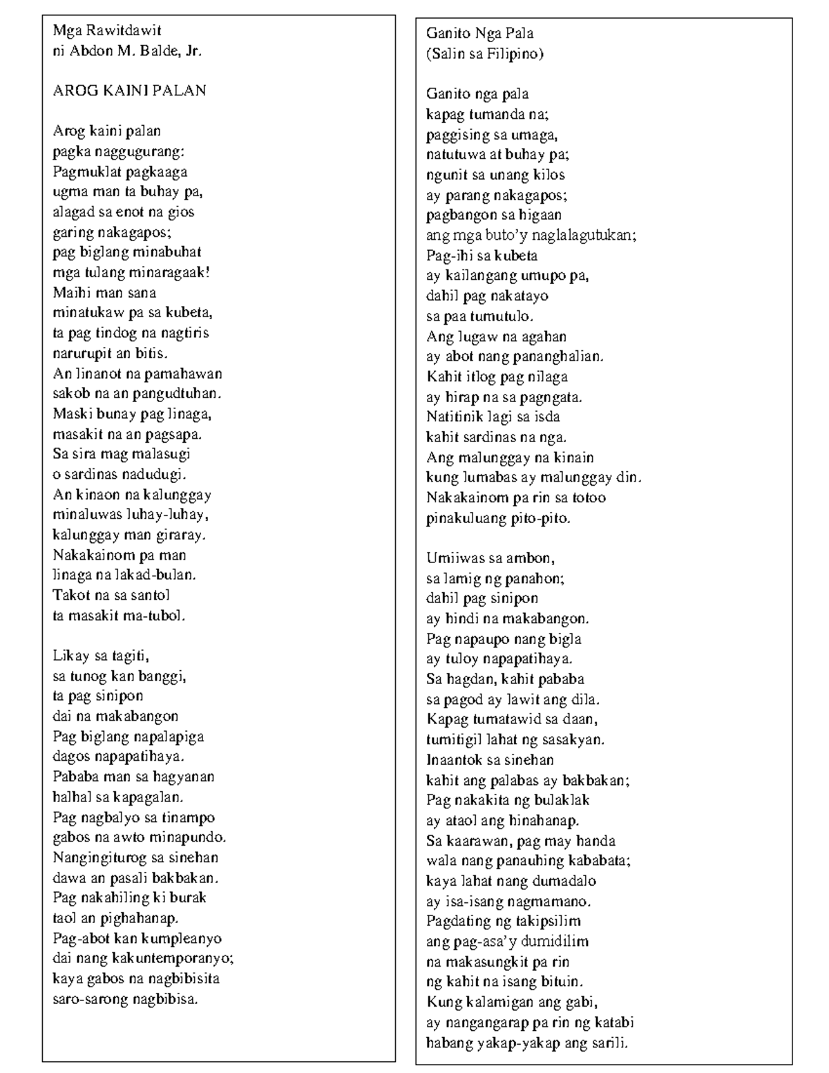 Gawain#06 Olfil 03 - Masining na Pagpapahayag - Mga Rawitdawit ni Abdon ...