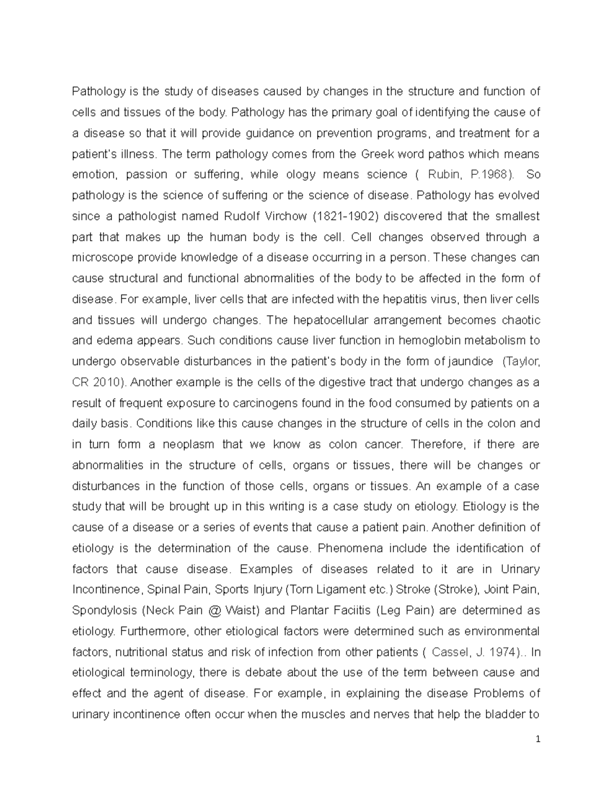 Pathology - this paper is using format APA styles as references of ...