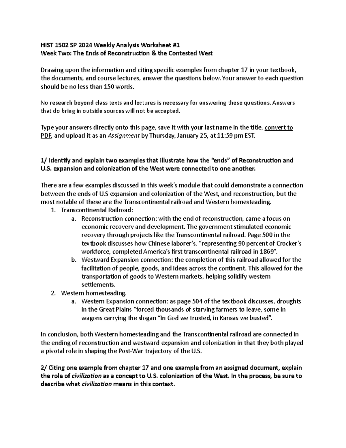 Stephens Week Two Analysis Worksheet - HIST 1502 SP 2024 Weekly ...