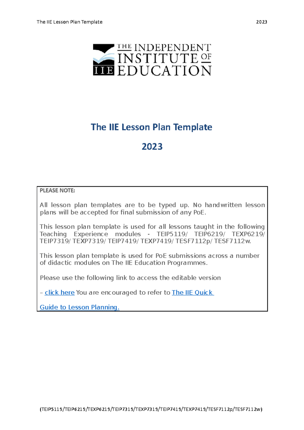 English lesson plan - CHECK IT OUT - The IIE Lesson Plan Template 2023 ...
