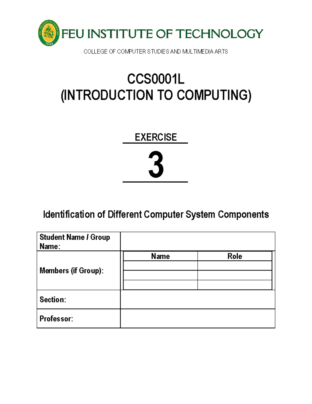 M3 Technical Hardware Components of Personal Computer - COLLEGE OF ...