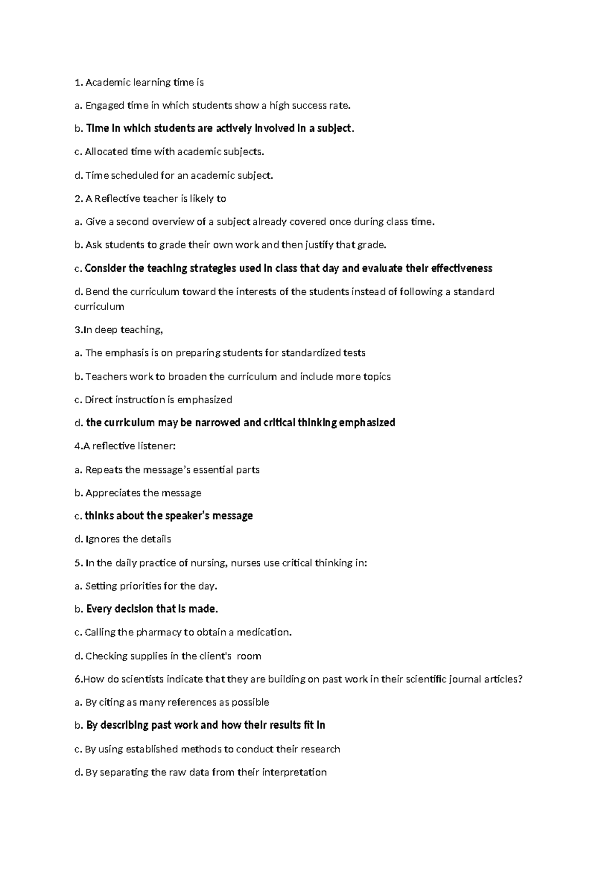 Paper 1 sem 5 - Academic learning time is a. Engaged time in which ...