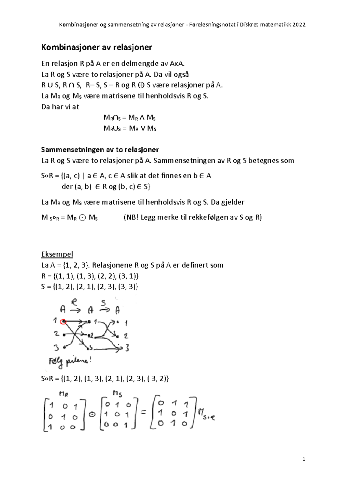 Kombinasjoner Av Relasjoner 4 - Kombinasjoner og sammensetning av ...