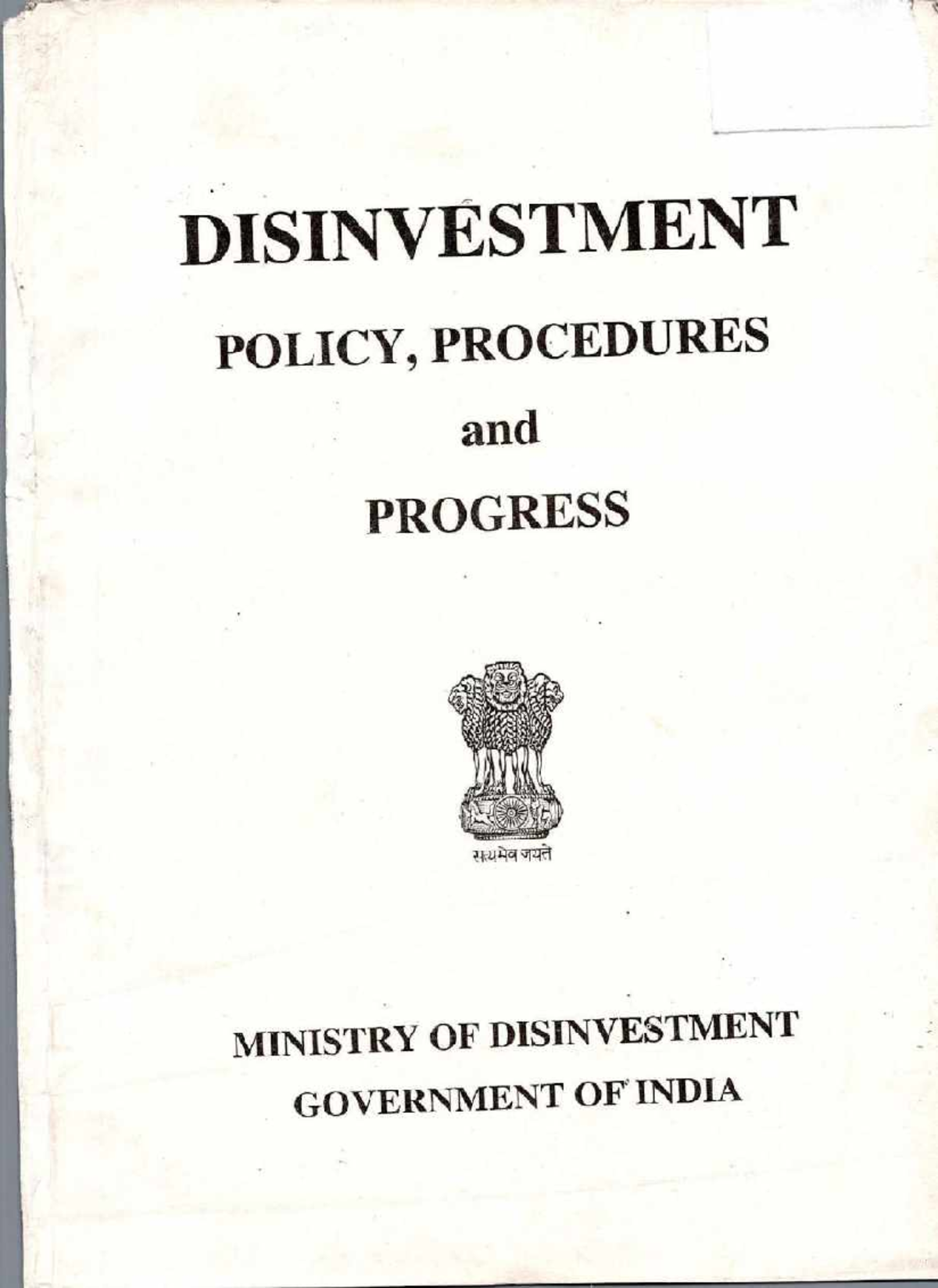 Disinvestment - Policy, Procedures and Progress ebook 2 - Economic ...