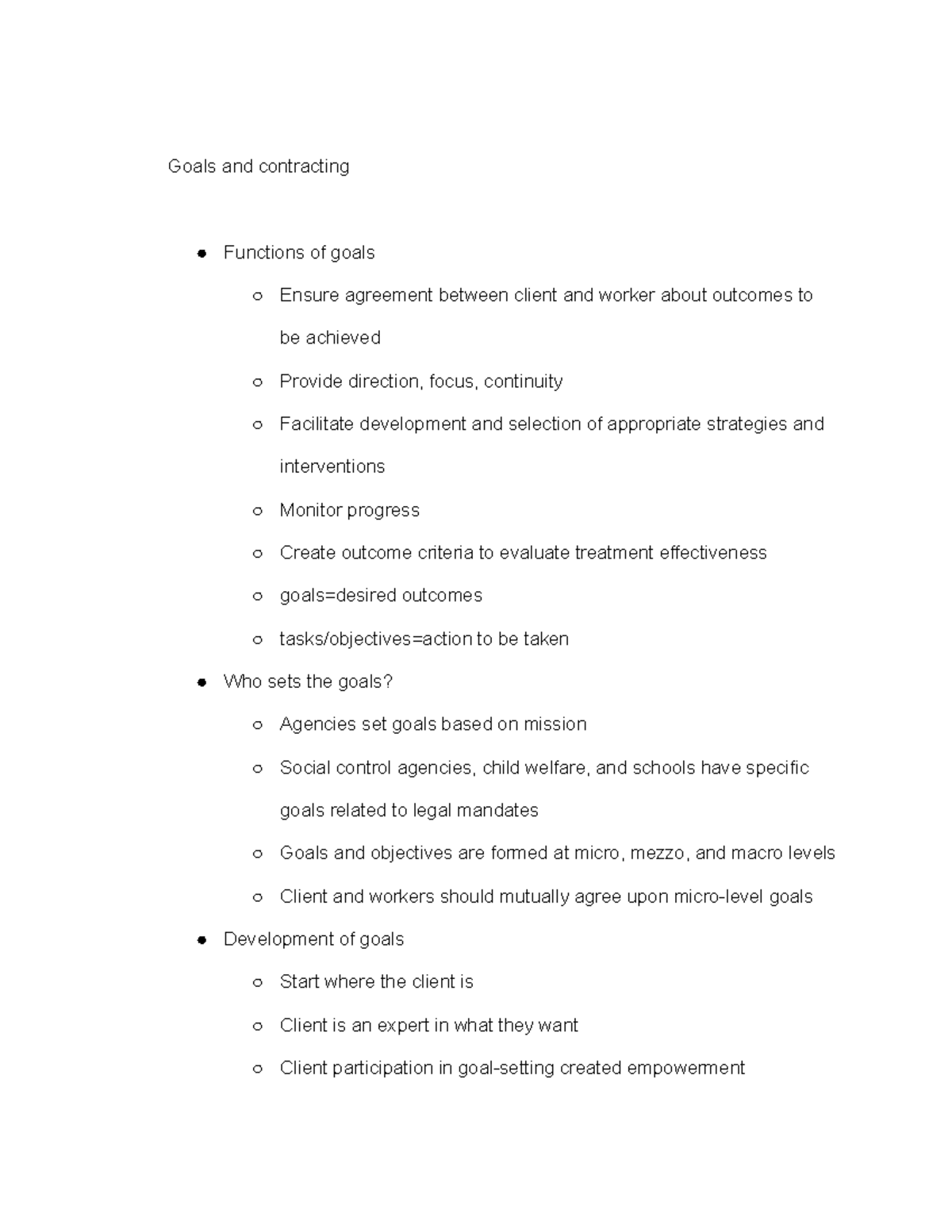 Goals and contracting notes - Goals and contracting Functions of goals ...