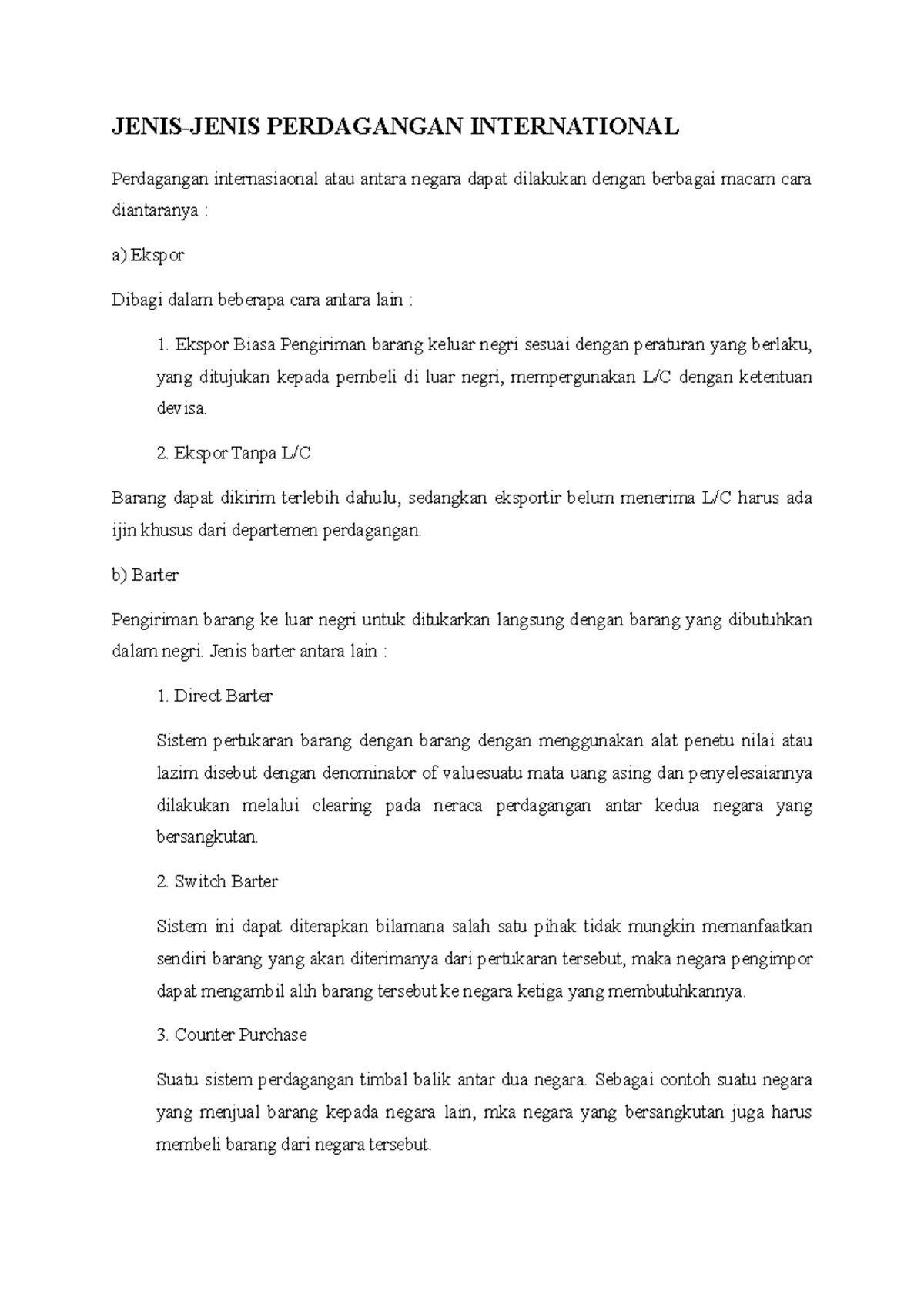 Ekonomi - Jenis Perdagangan Internasional - JENIS-JENIS PERDAGANGAN ...