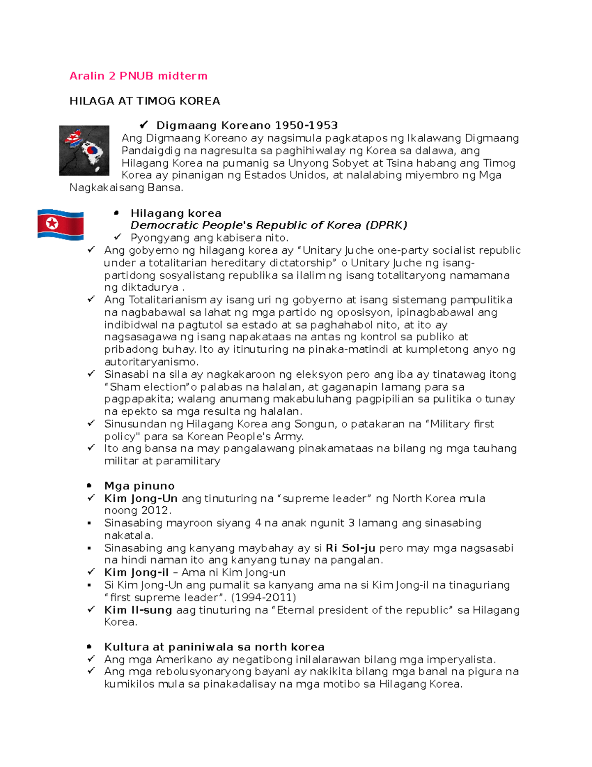 Aralin 2 PNUB midterm - REVIEWER - Aralin 2 PNUB midterm HILAGA AT ...