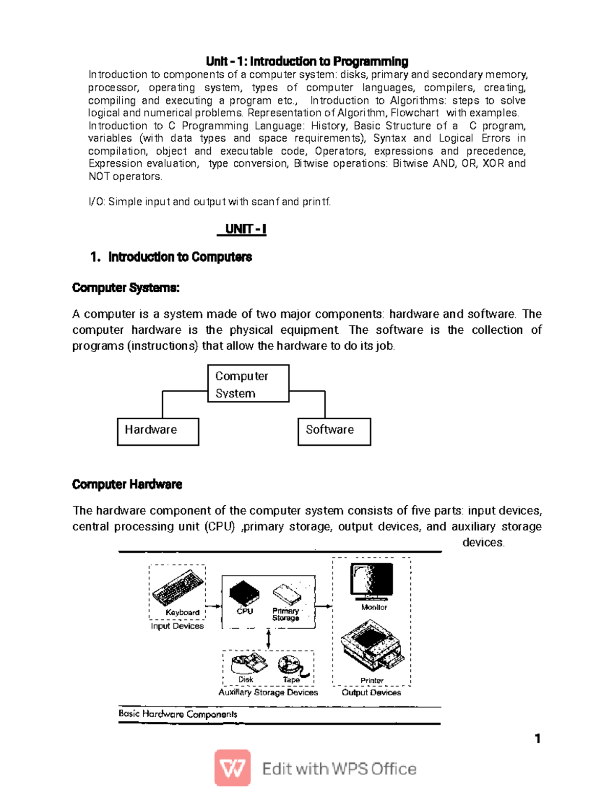 PPS UNIT 1 Total - Stay tuned to get more study materials - Unit - 1 : Introduction to ...