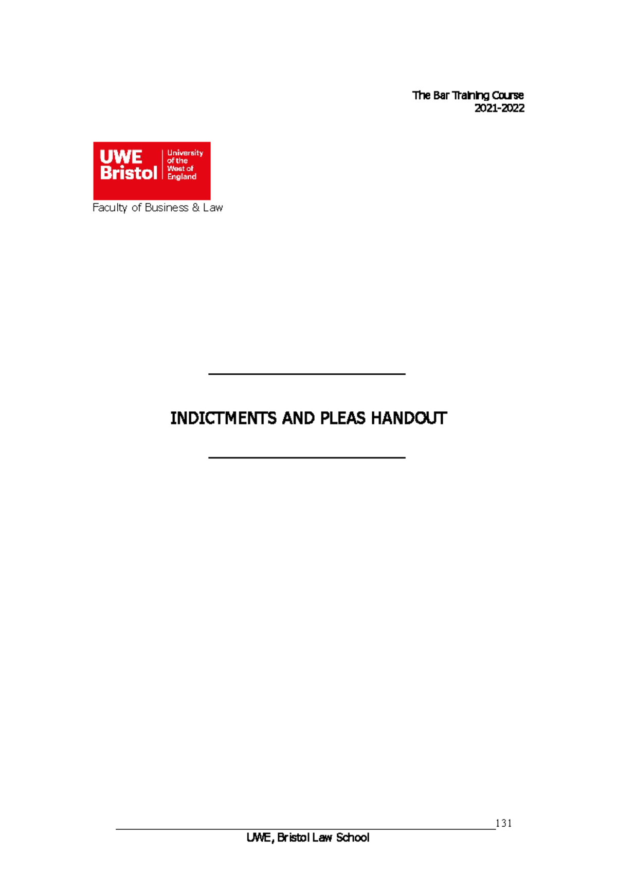 Civil litigation handout - The Bar Training Course 2021 - 2022 Faculty ...