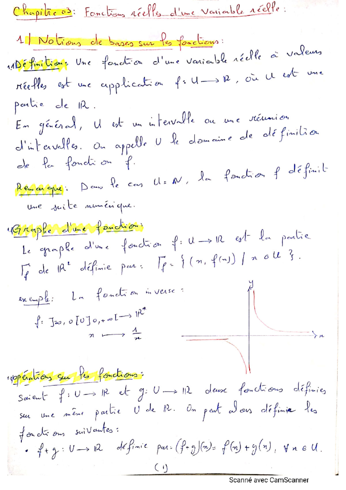Fonctions réelles dune variable réelle - Informatique Industrielle - Studocu