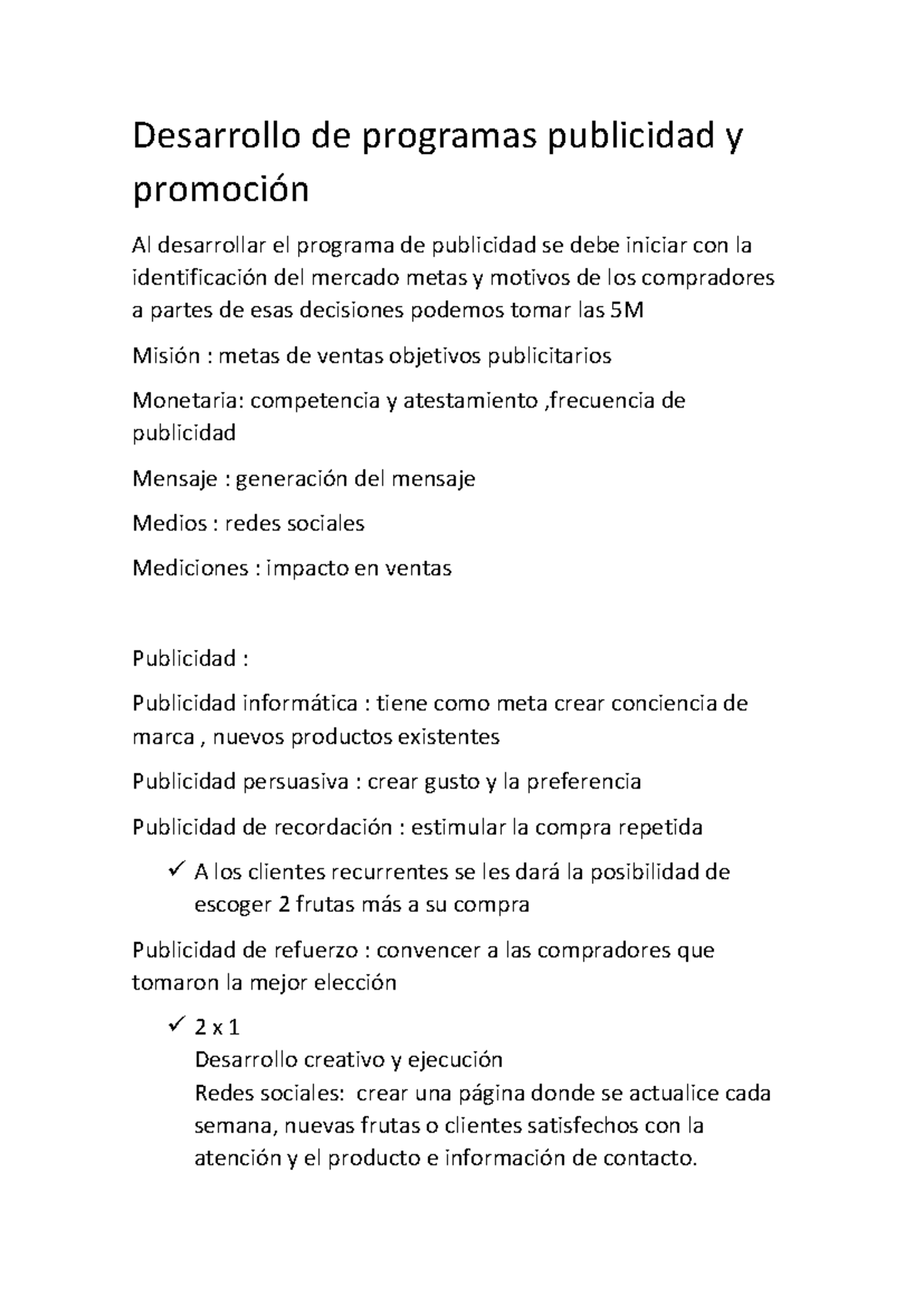 Desarrollo de programas publicidad y promoción - Desarrollo de ...