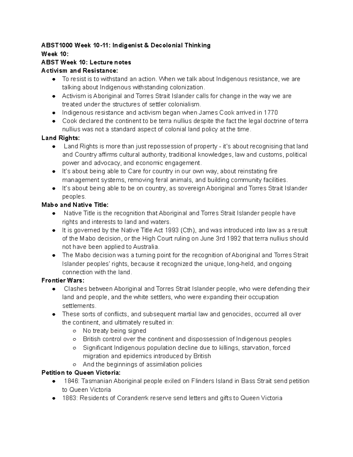 ABST100 0 Week 10-11 Indigenist & Decolonial Thinking - ABST1000 Week ...