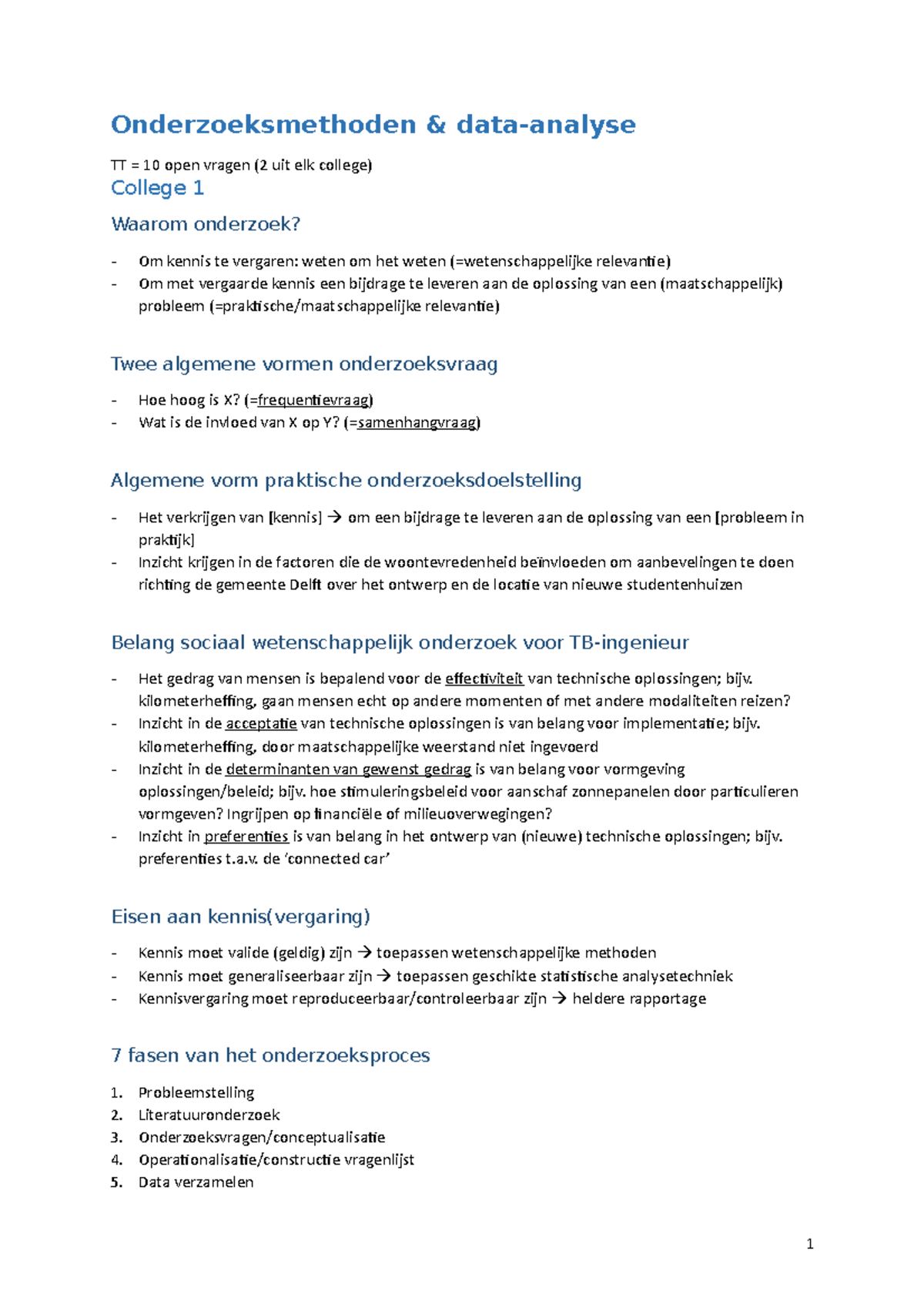 Samenvatting hoorcolleges onderzoeksmethoden & data-analyse ...