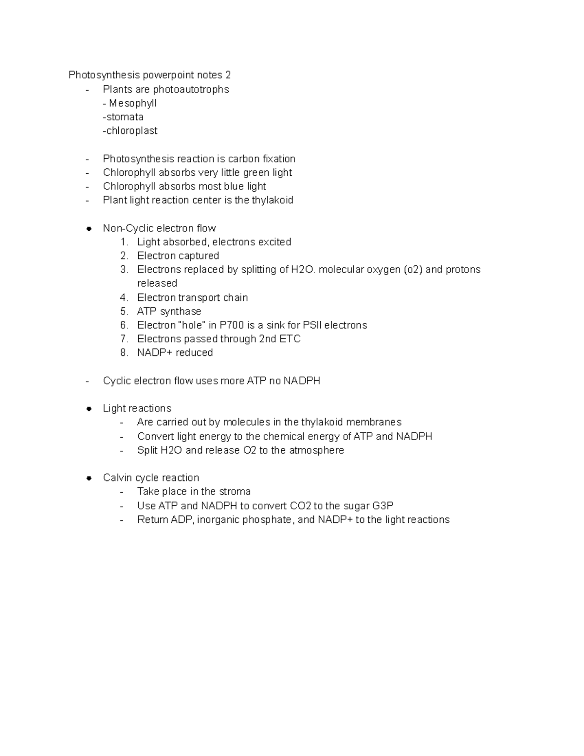 Photosynthesis summary - Photosynthesis powerpoint notes 2 - Plants are ...