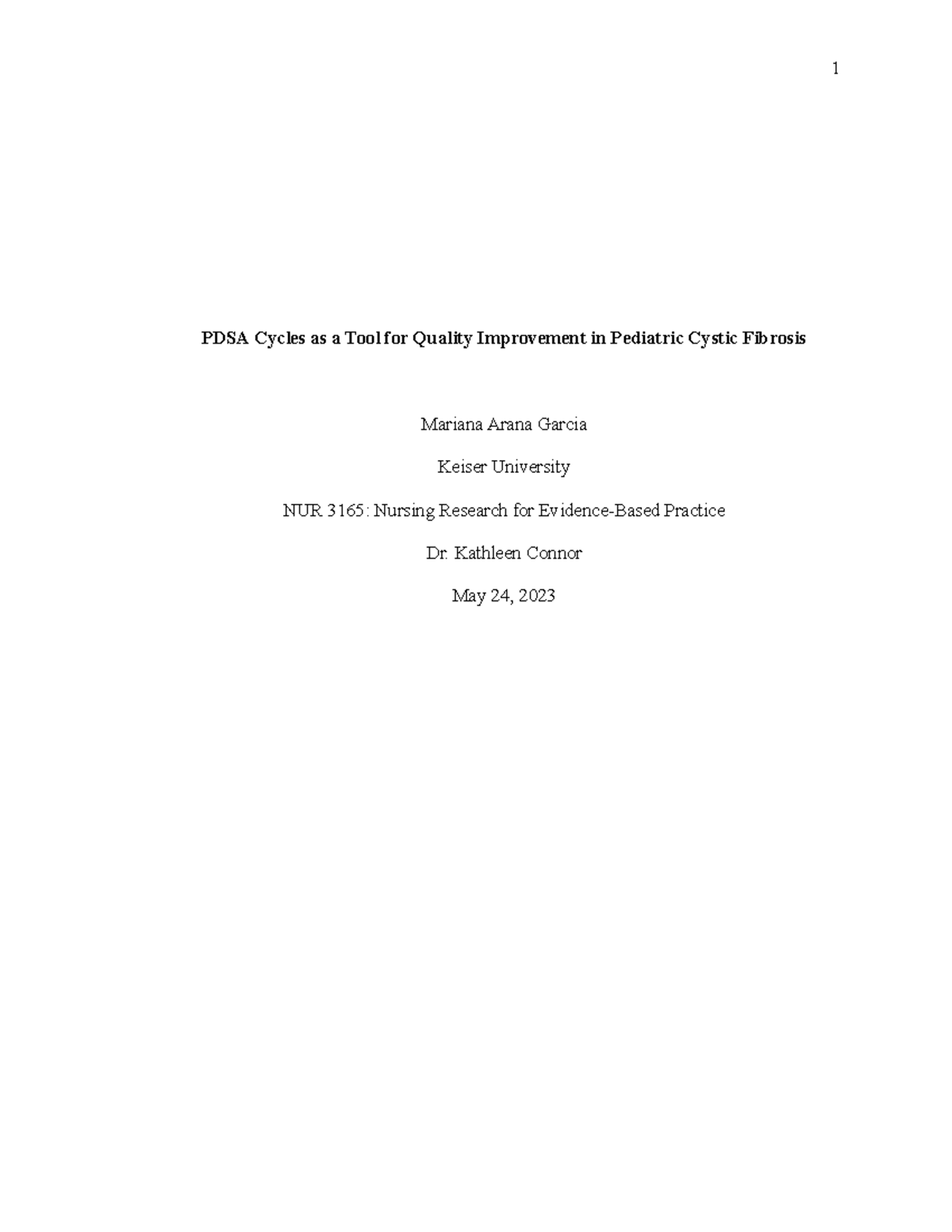 Paper Quality improvement - PDSA Cycles as a Tool for Quality ...