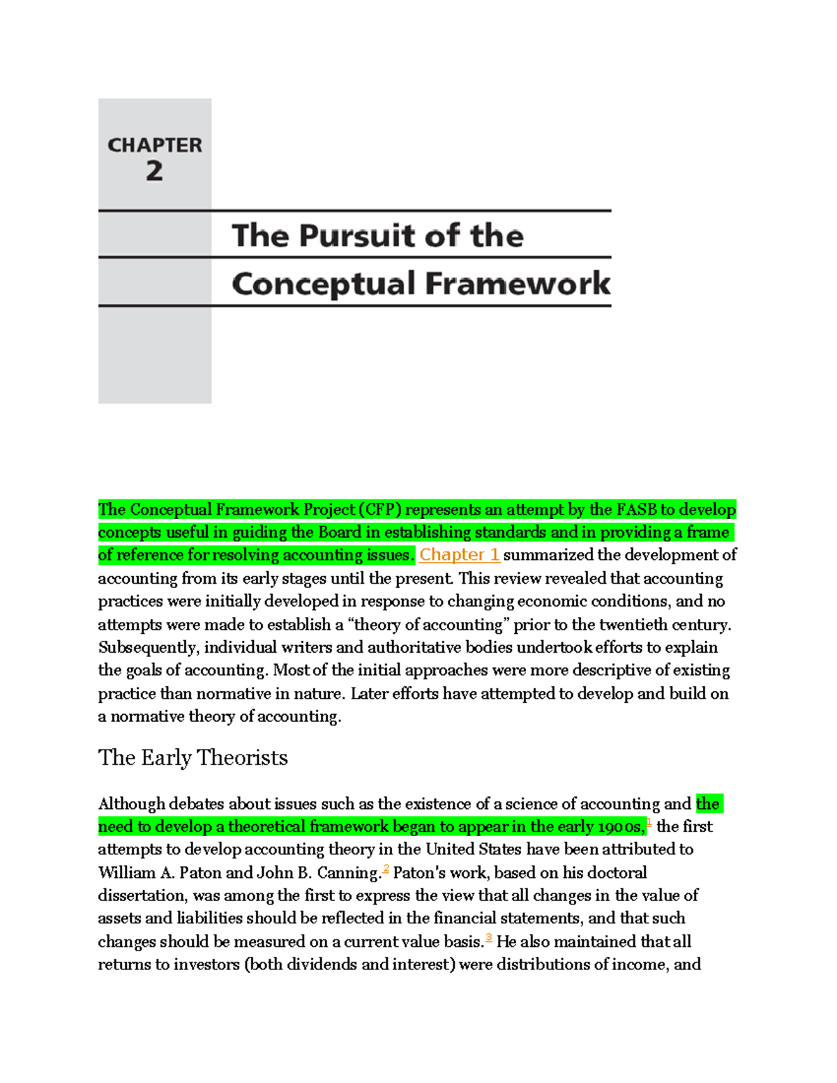 The Conceptual Framework Project - Chapter 1 summarized the development ...