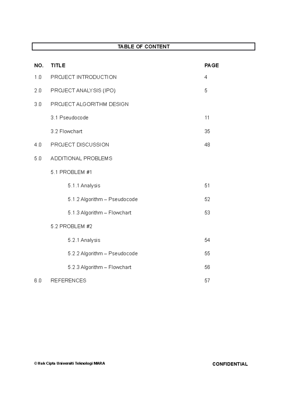 CSC121 - Project V2 - here - TABLE OF CONTENT NO. TITLE PAGE 1 PROJECT ...