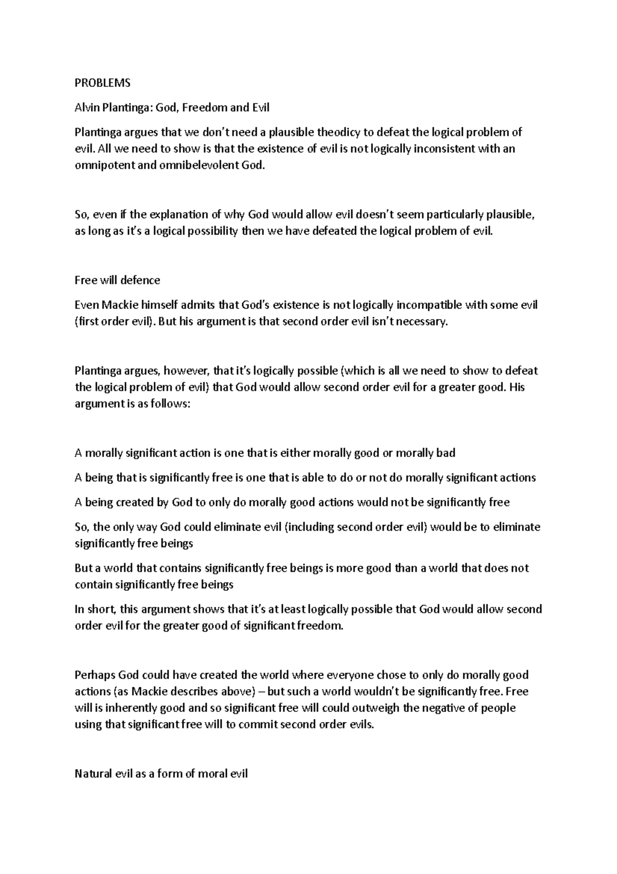 Does god exist part 6 - in depth notes covering the module contents ...