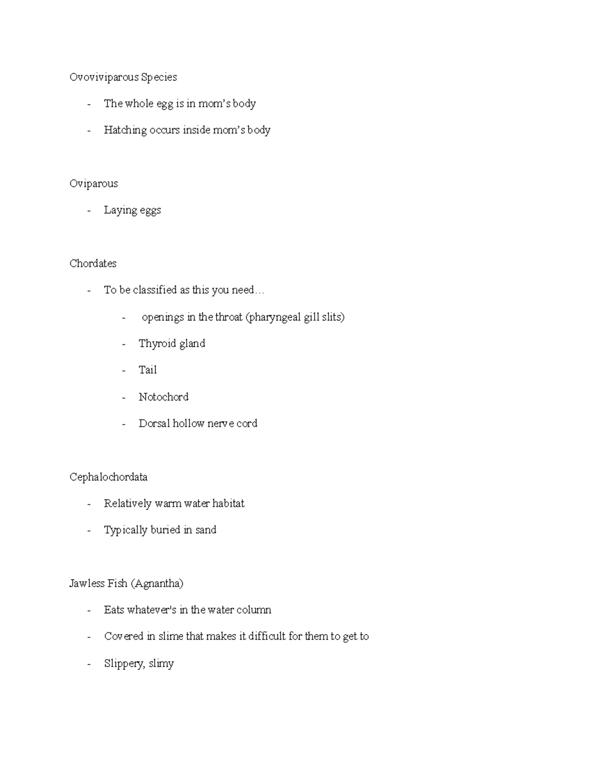 Ecology Notes 10 15 - Ovoviviparous Species - The whole egg is in mom’s ...