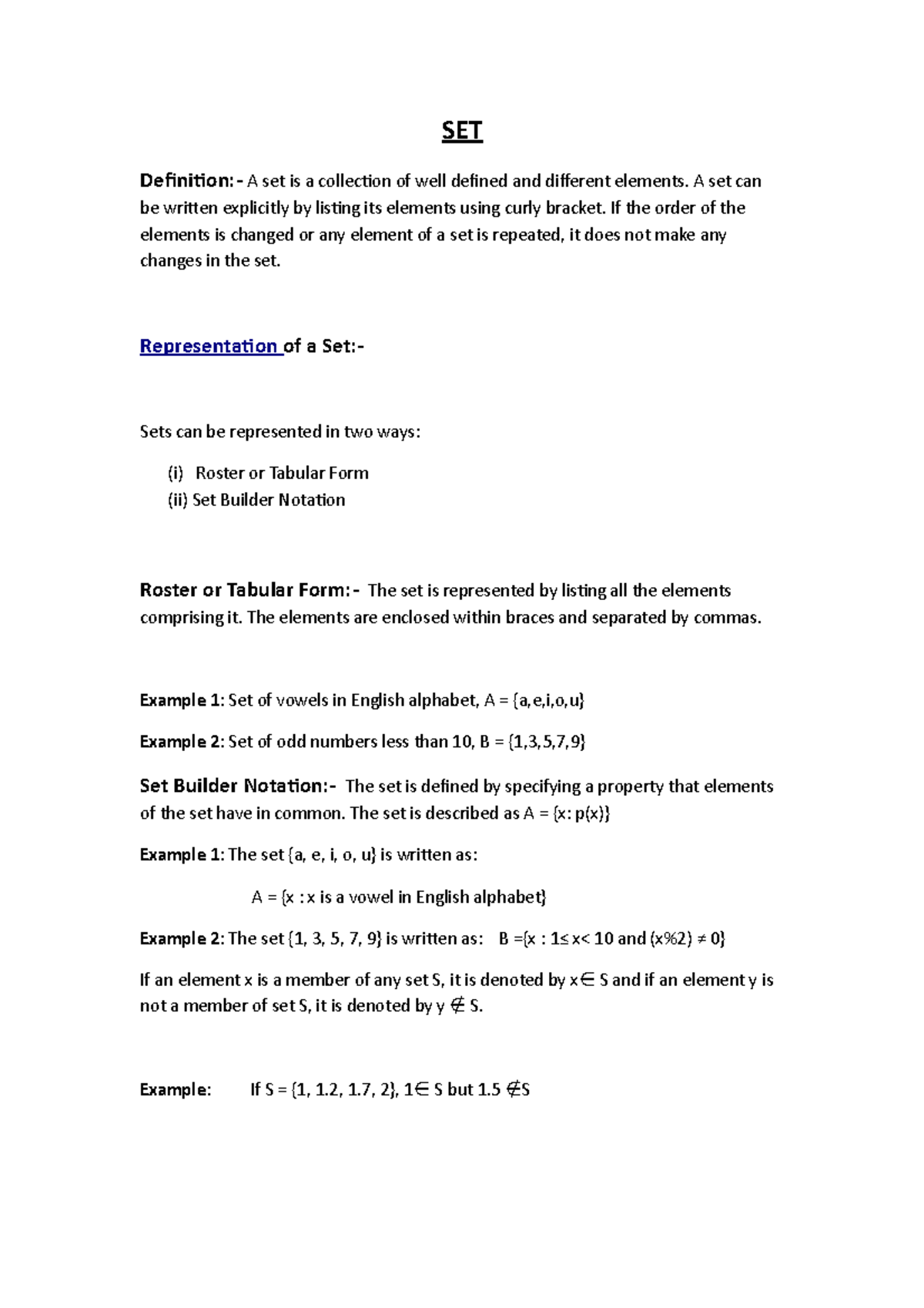 Sets Basic Introduction Of Sets SET Definition A Set Is A
