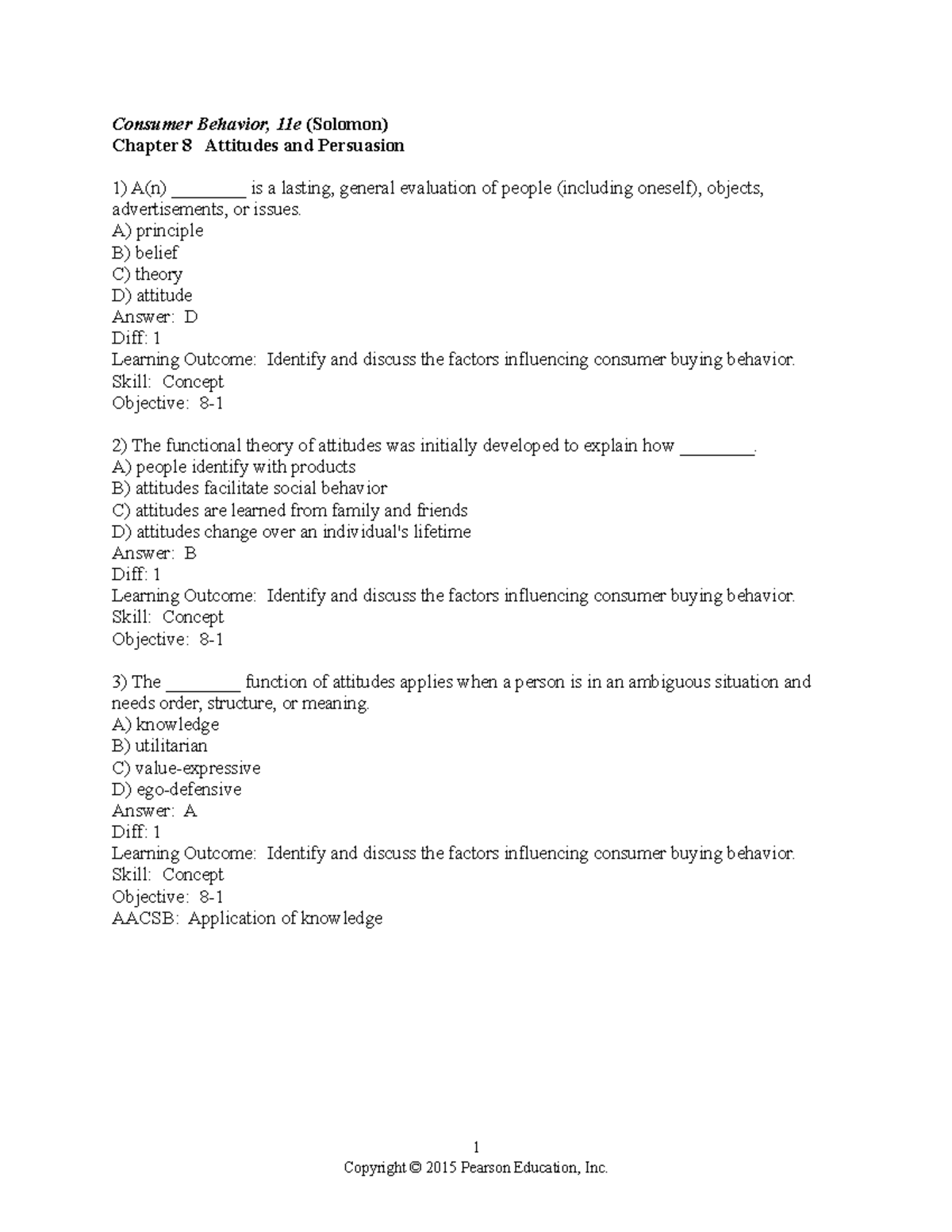 Chapter 8 Summary Consumer Behaviour Consumer Behavior 11e