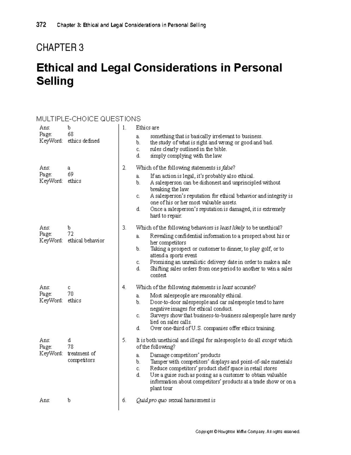 Test Bank for ch03 - CHAPTER 3 Ethical and Legal Considerations in ...