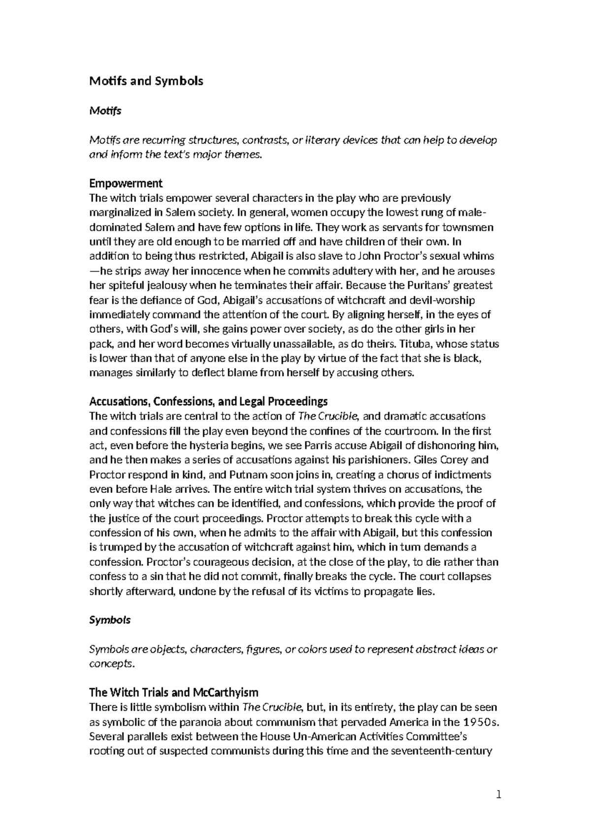 Motifs and symbols - Study notes - Motifs and Symbols Motifs Motifs are ...