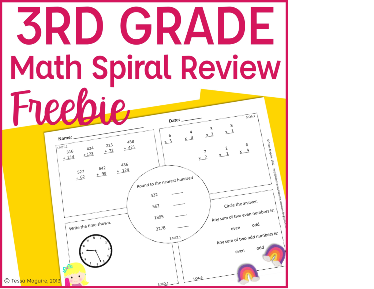 3rd Grade Math Spiral Review Morning Work Homework Free-1 - Skills ...