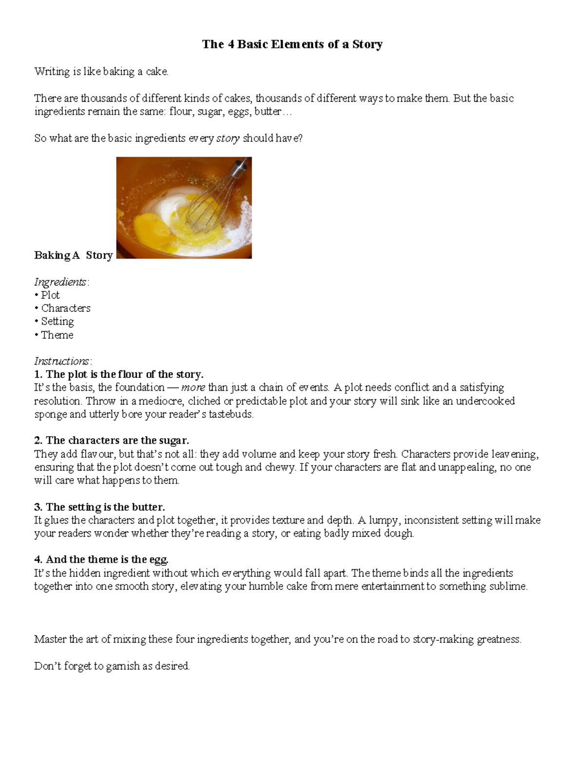 Story elements - notes - The 4 Basic Elements of a Story Writing is ...