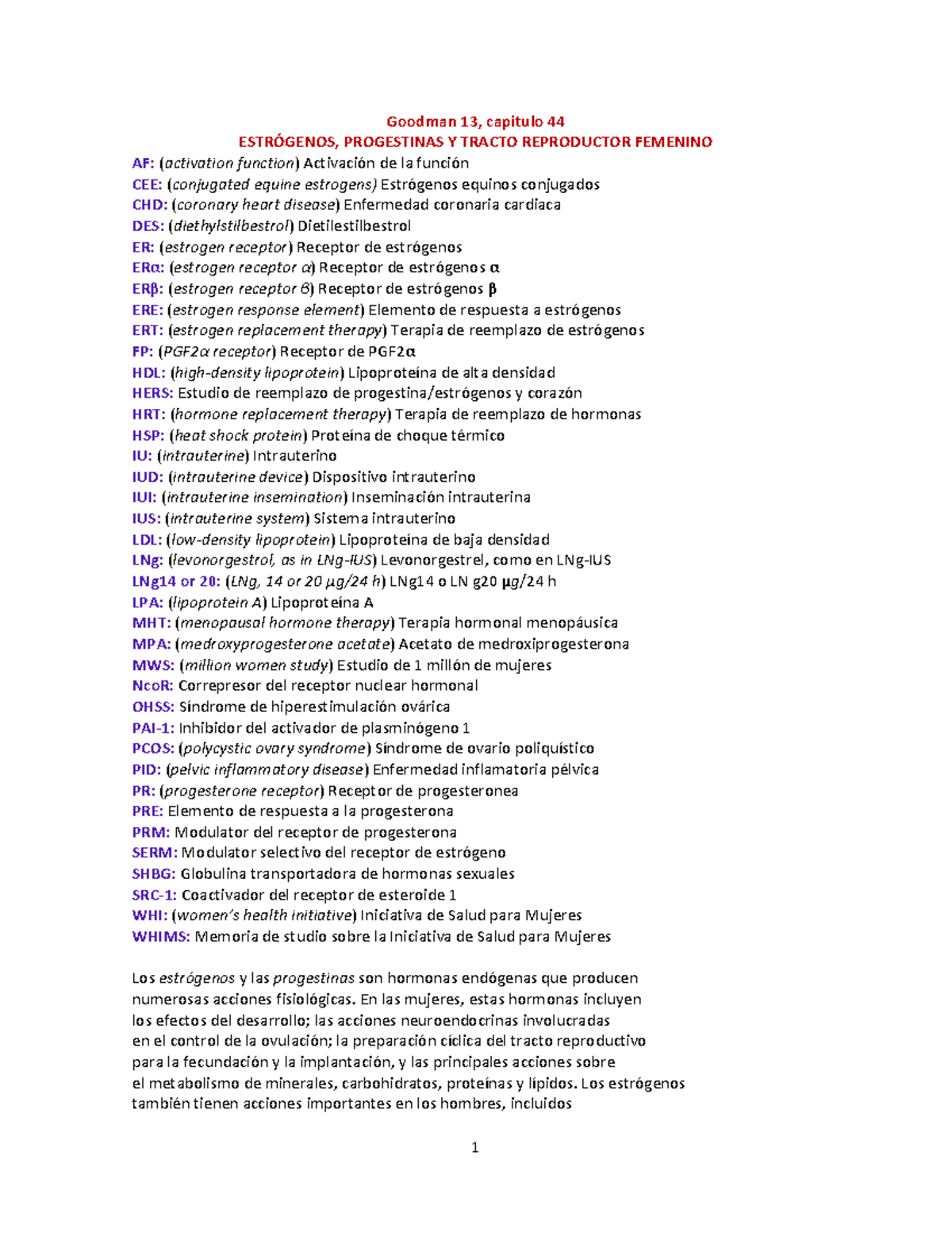 Lectura 12B Estrogenos - Goodman 13, capitulo 44 ESTRÓGENOS ...