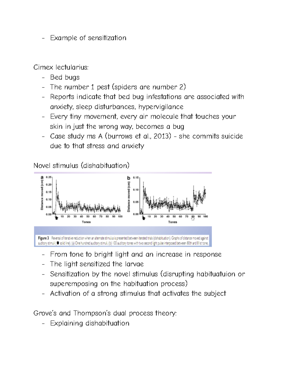 Clps 0100 lecture notes - Example of sensitization Cimex lectularius ...