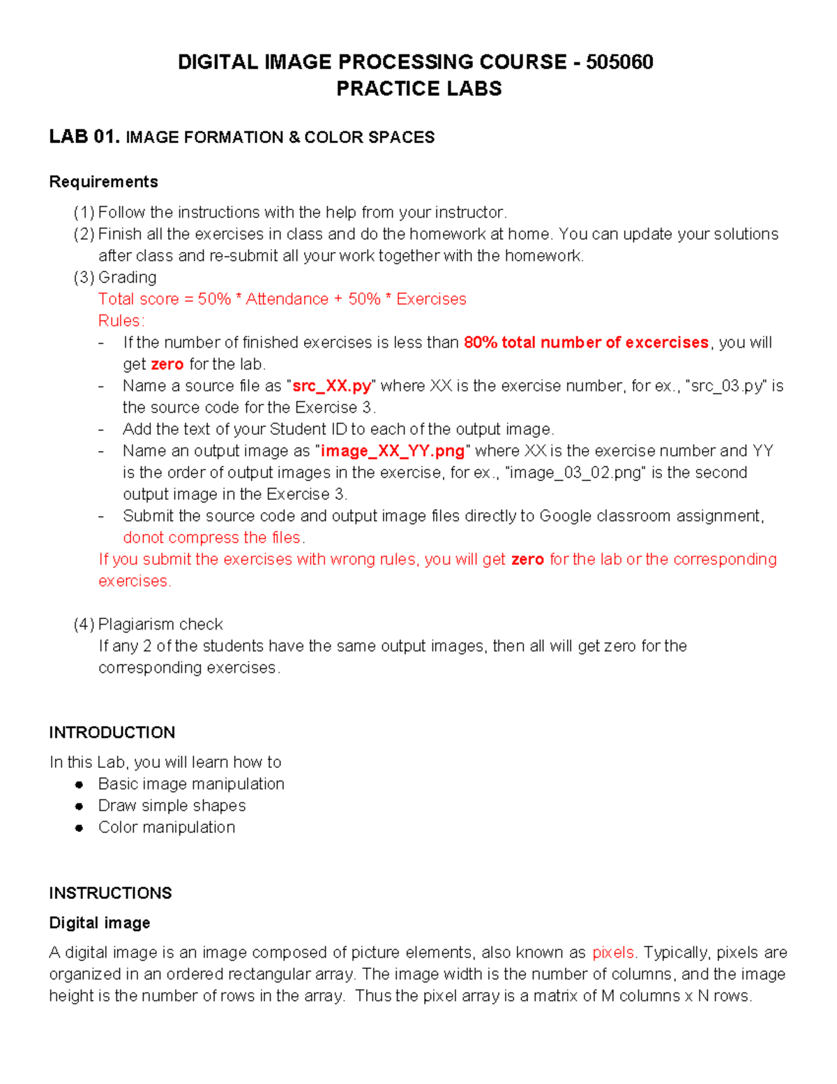 LAB 01 - Digital Image Processing Practice - DIGITAL IMAGE PROCESSING ...