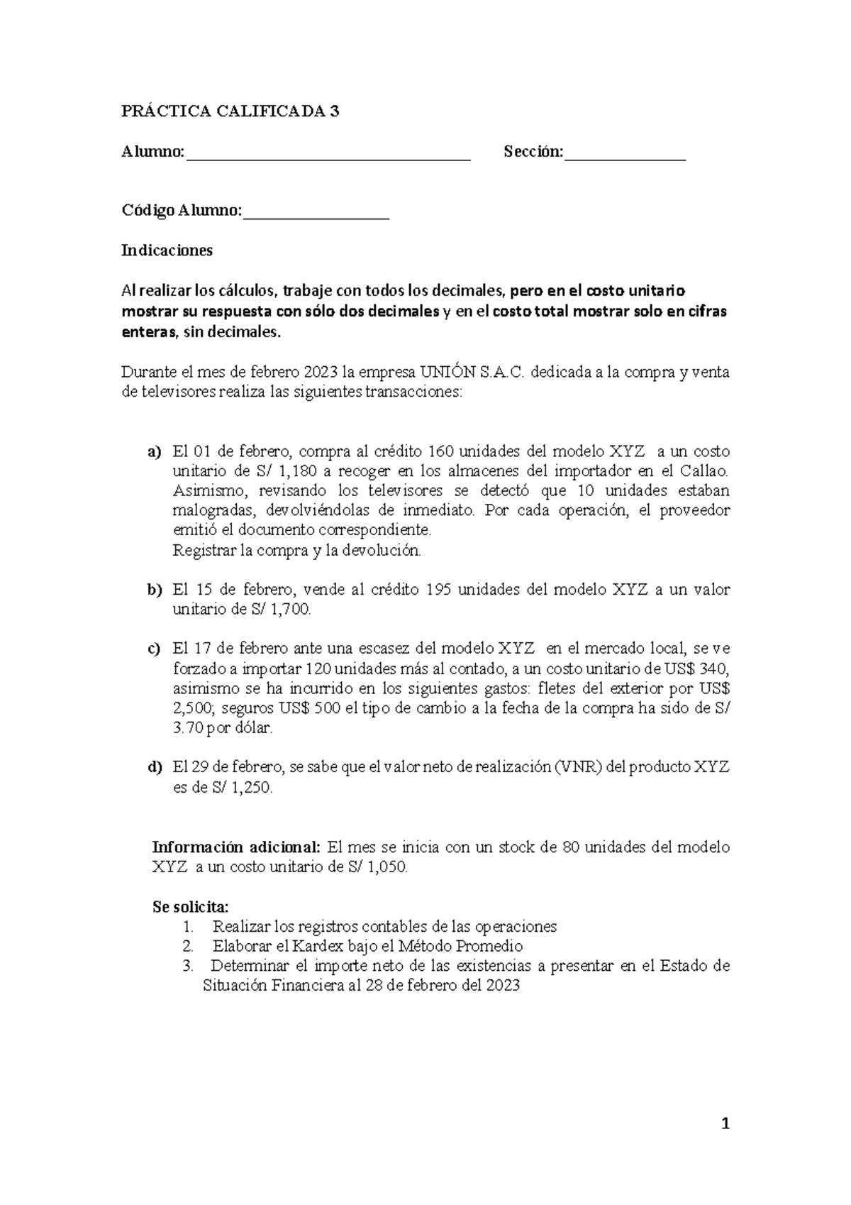 PC3 2024-2 Jueves - PC3 - 1 PRÁCTICA CALIFICADA 3 Alumno:_________________________________ - Studocu