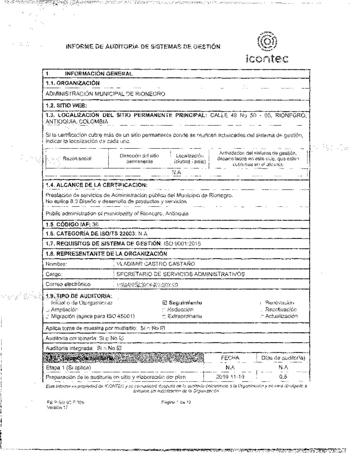 Informe Auditoria Icontec 2019 - Gestión de calidad - Studocu